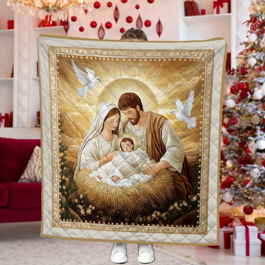 Nativity Scene Quilt Blanket, Nativity Scene Decor, Christian Christmas ...