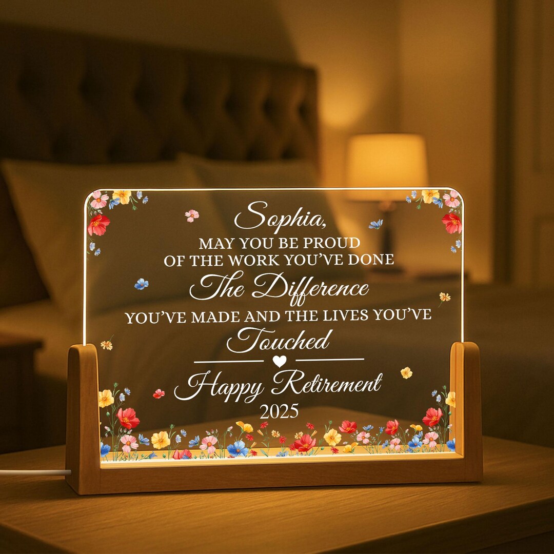 Custom Retirement Night Light, Personalized Retirement Lamp, Retired ...