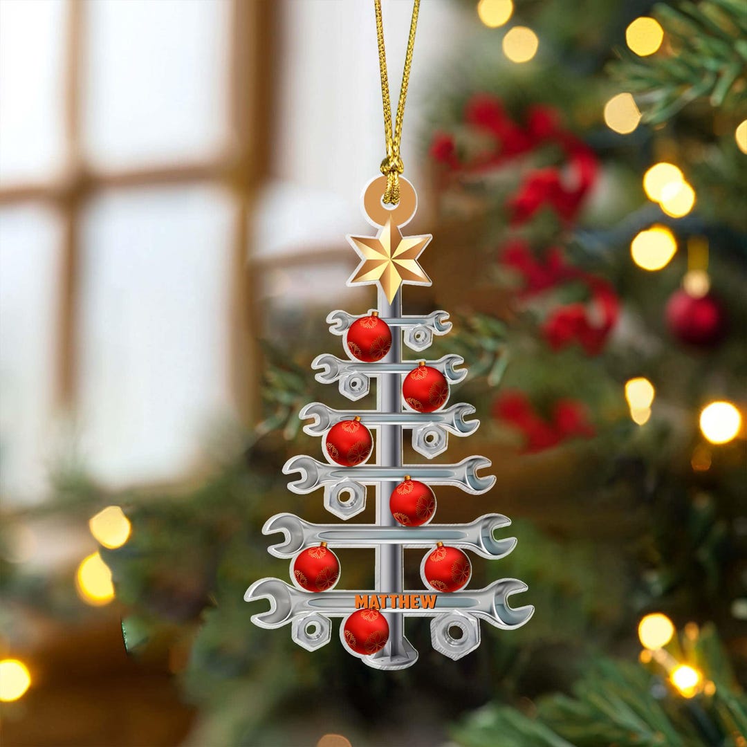 Custom 2D Flat Christmas Mechanic Tool Tree Acrylic Ornament, Mechanic ...