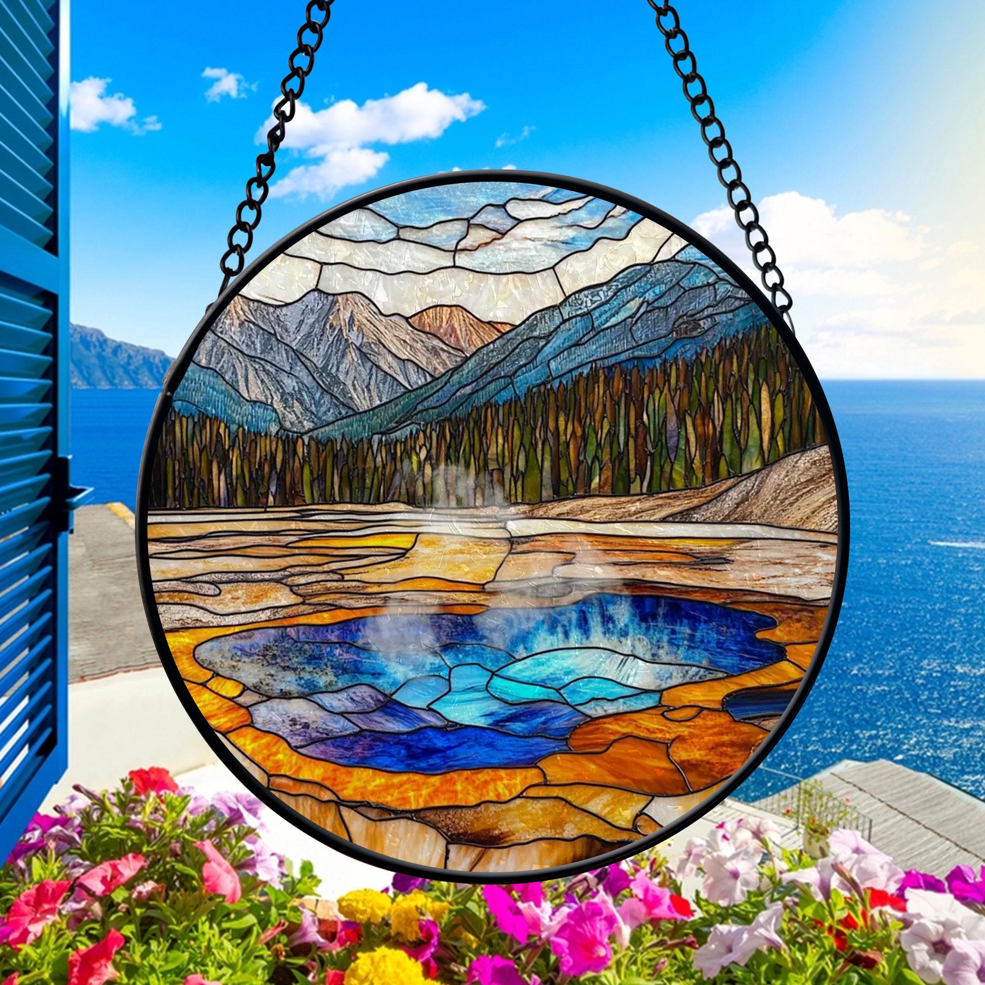 Yellowstone National Park Faux Stain Glass Suncatcher, Yellowstone ...