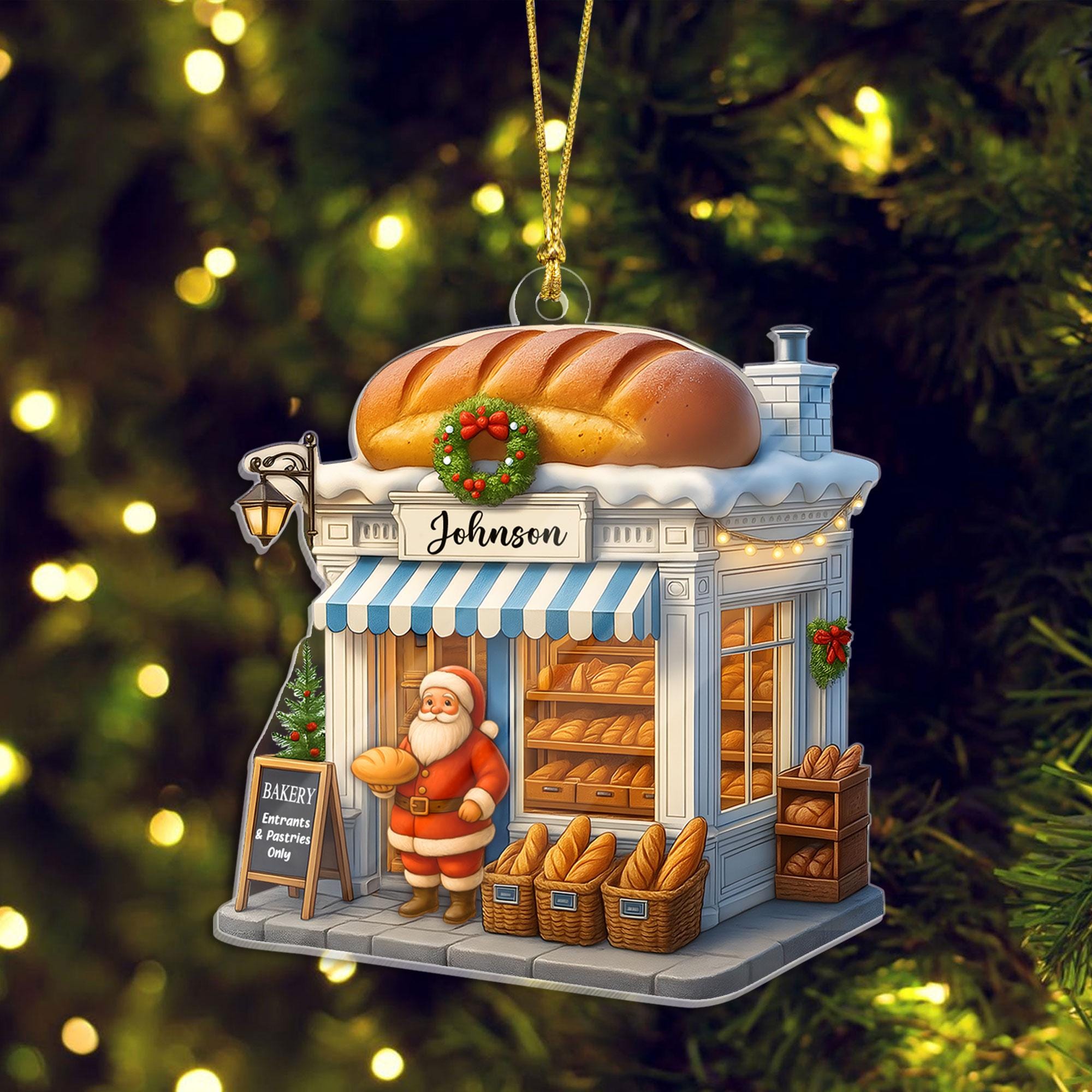 Santa Bread Bakery Acrylic Ornament, Christmas Decor for Tree ...