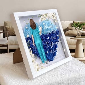 Personalized Nurse Flower Shadow Box, Custom Never Forget the ...