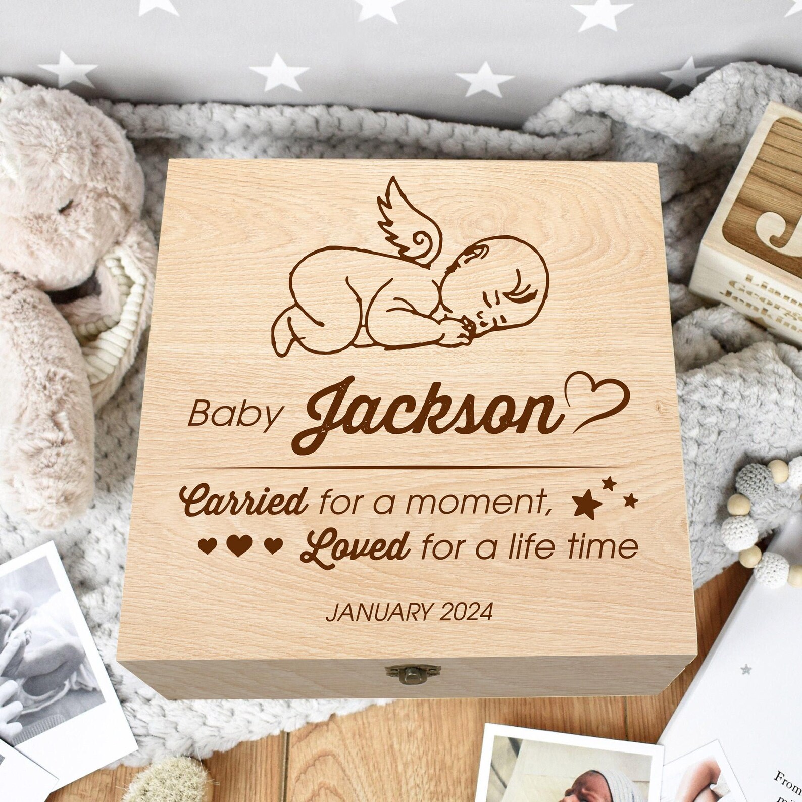 Custom Baby Memorial Keepsake Box, Baby Loss Wooden Keepsake Box ...