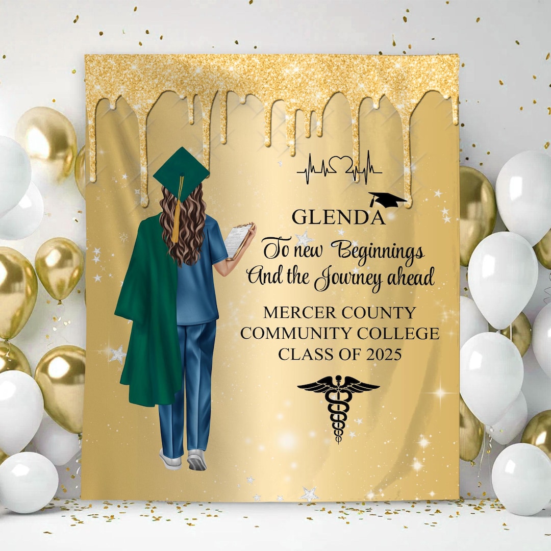 Personalized Congrats Nurse Graduation Party Backdrop, RN Graduation ...