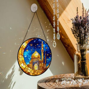 Ramadan Faux Stained Glass Suncatcher, Eid Mubarak Window Hanger ...