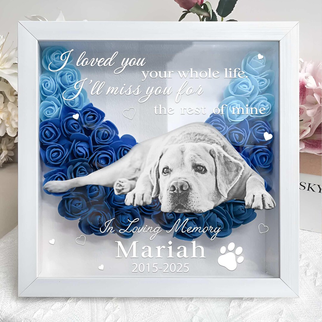 Custom Photo Pet Memorial Memory Shadow Box, Pet Memory Box ...