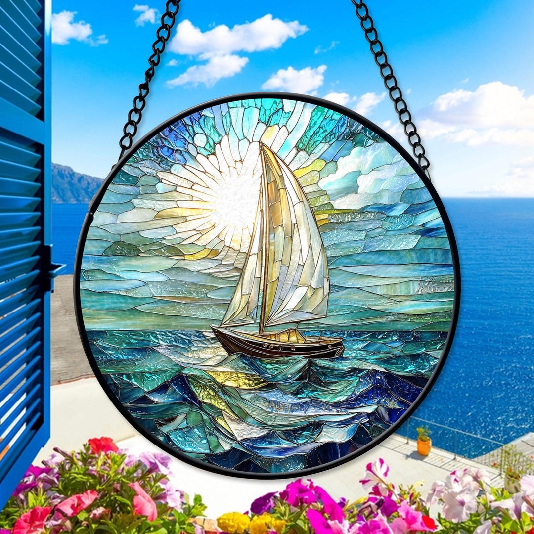 Sailboard Art Suncatcher, Sailboard Window Hanger, Sailboard Home Decor ...