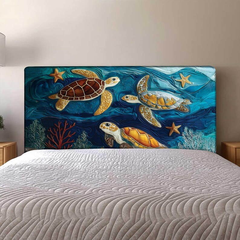 Nautical Ocean Bed Accent, Coastal Beach Bedroom Decor, Ocean Sea ...