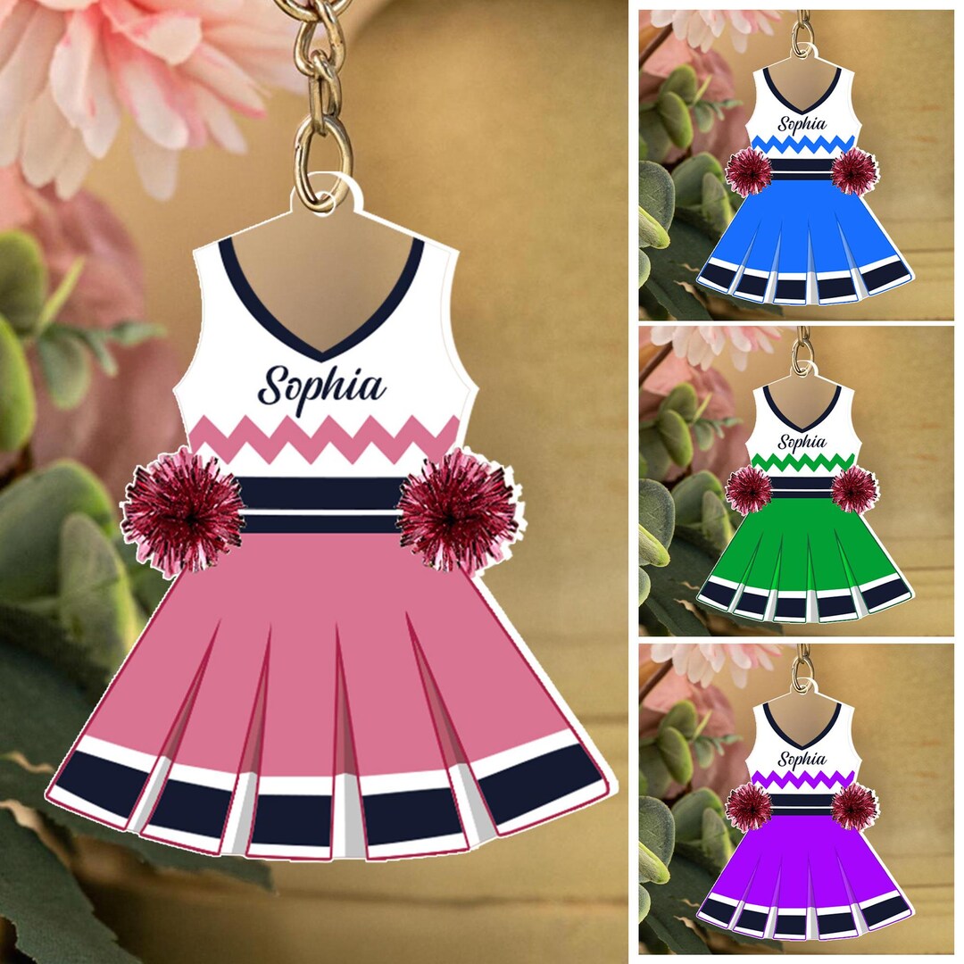 Personalized Cheerleader Keychain, Personalized Cheer 2025 Keyring Pom ...