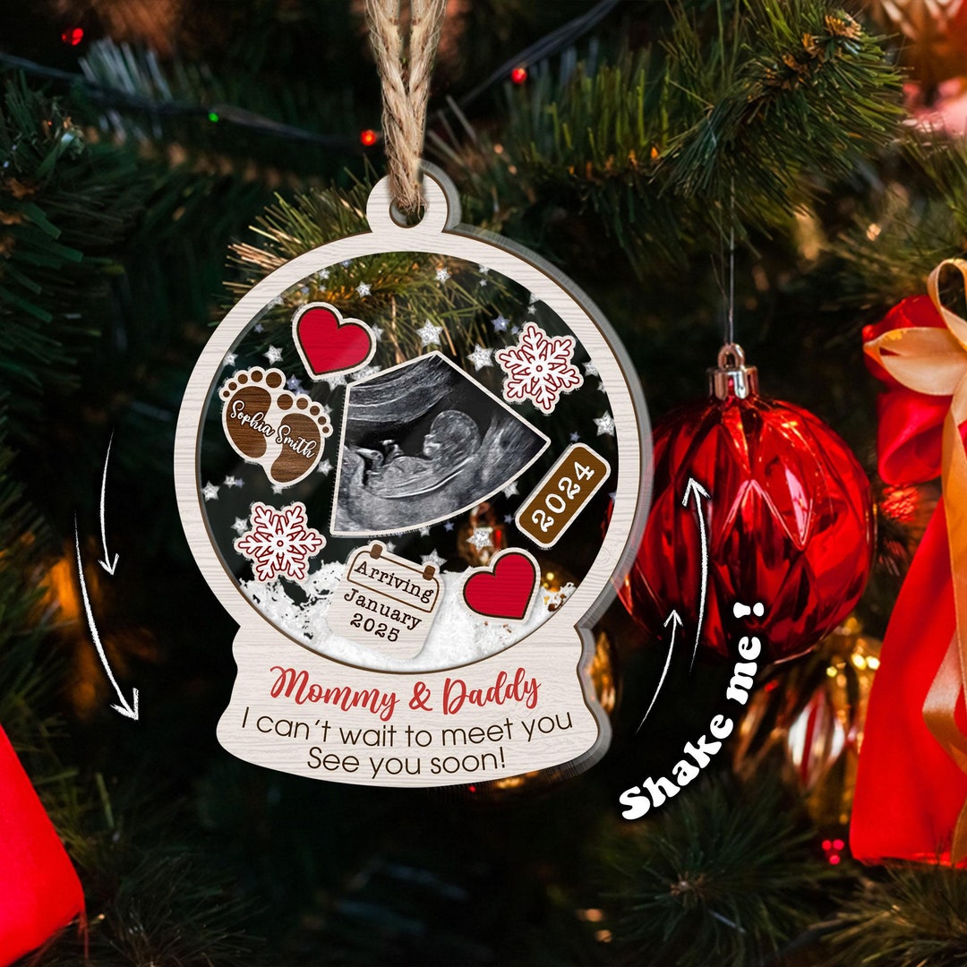 Personalized Baby Ultrasound Shaker Ornament, New Baby Gift for Parents ...