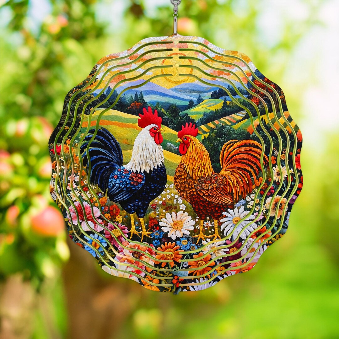 Chicken Farmhouse Wind Spinner, Chicken Farm Christmas Garden Decor ...