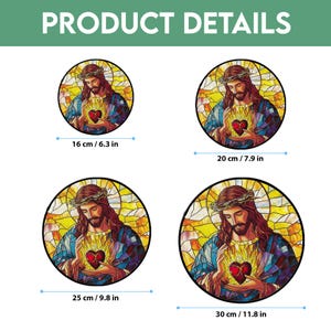 Jesus Faux Stained Glass Window Hanging, Sacred Heart of Jesus ...