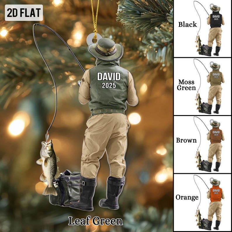 Custom Fishing Ornament for Men, Personalized Fisherman Gift, Custom ...