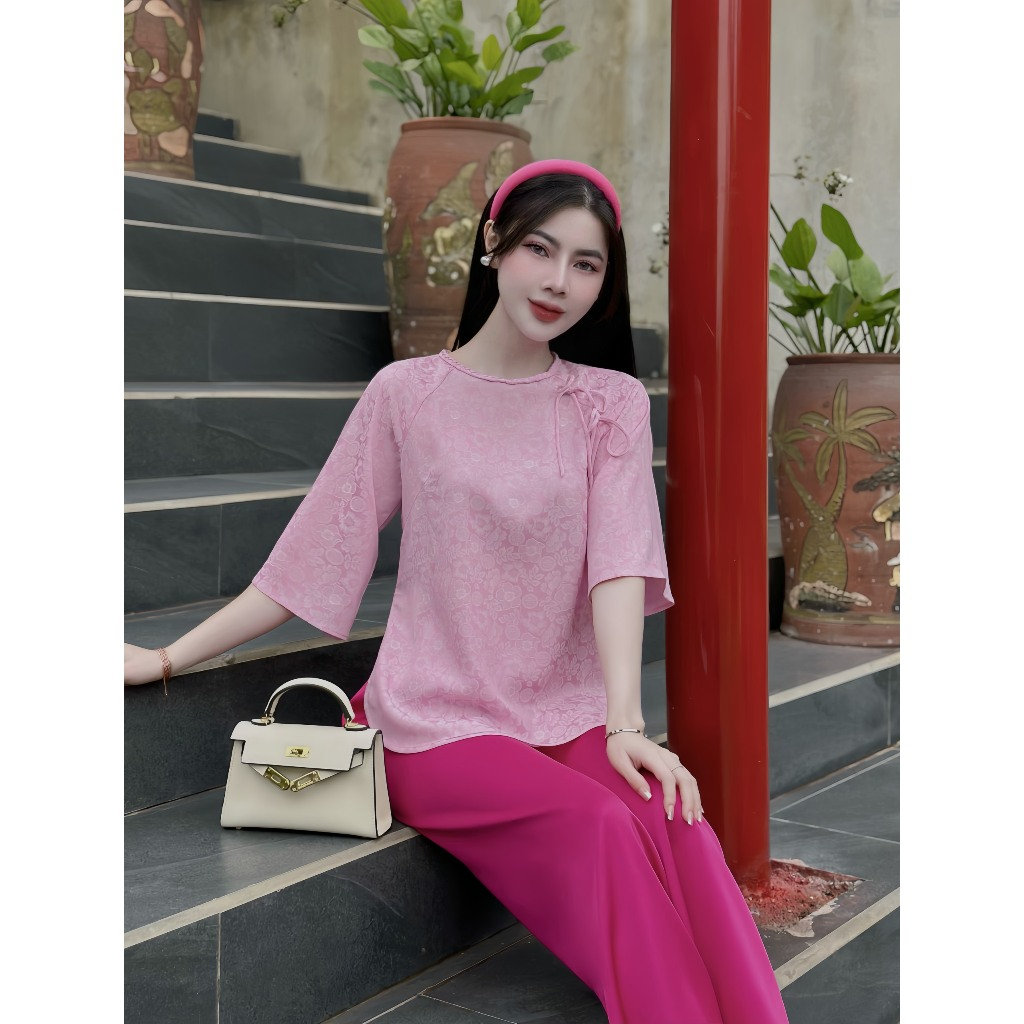 Pre-made Ao Dai Viet Nam Đồ Lam đi Chùa Chất Lụa Nhẹ Nhàng Tiểu Thư ...