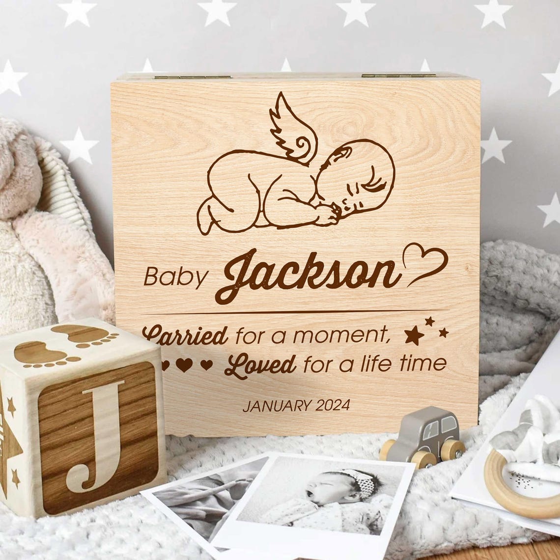 Custom Baby Memorial Keepsake Box, Baby Loss Wooden Keepsake Box ...