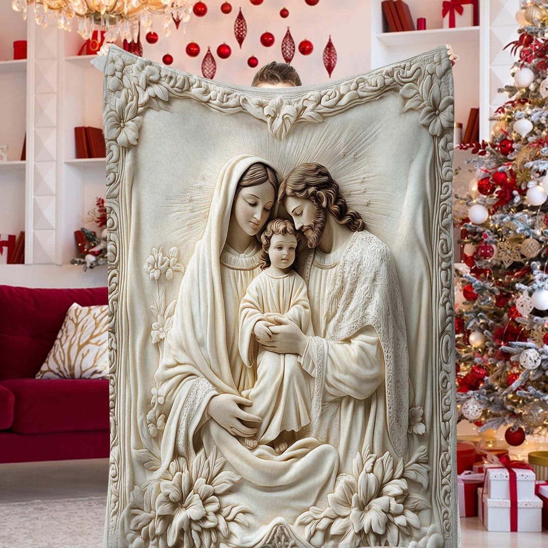 2D Flat Nativity Scene Blanket, Nativity Scene Decor, Christian ...