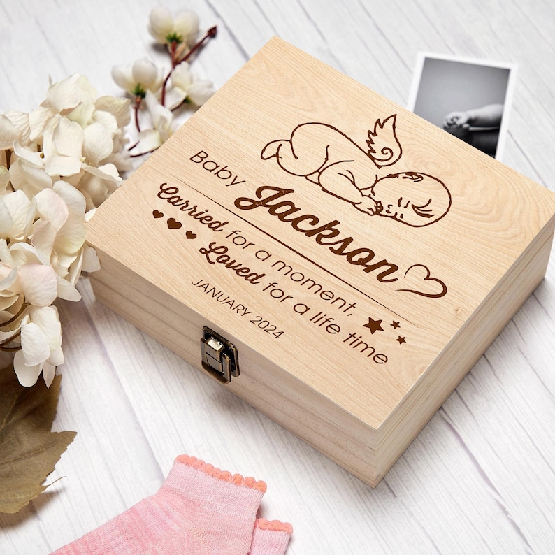 Custom Baby Memorial Keepsake Box, Baby Loss Wooden Keepsake Box ...