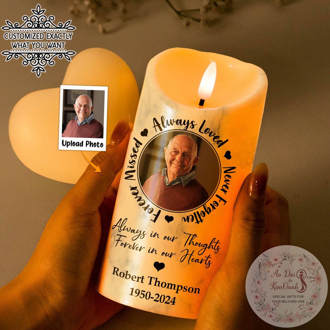 Personalized Photo Memorial LED Candle, in Loving Memory, Sympathy ...