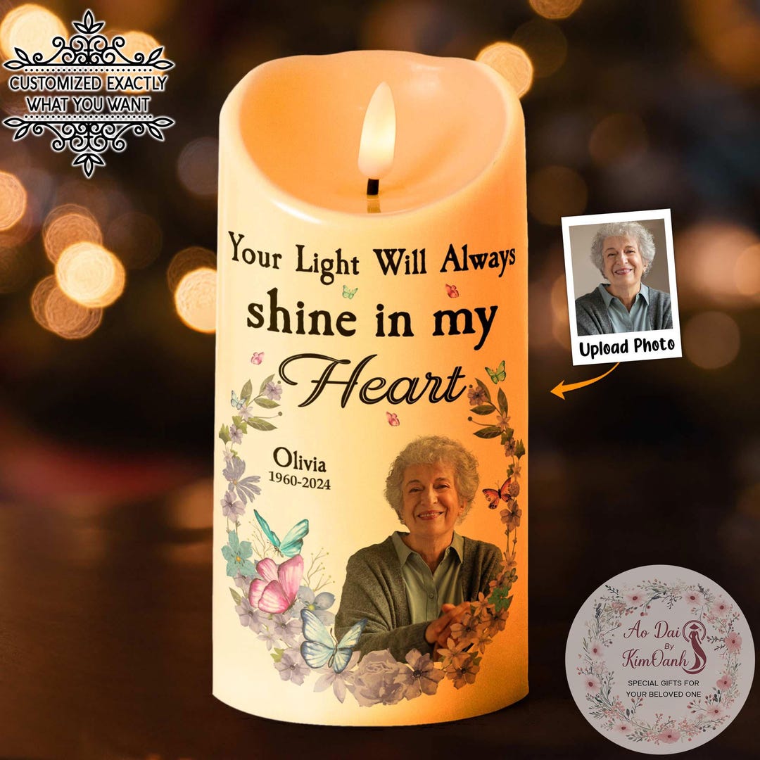 Personalized Photo Memorial LED Candle, in Loving Memory, Sympathy ...