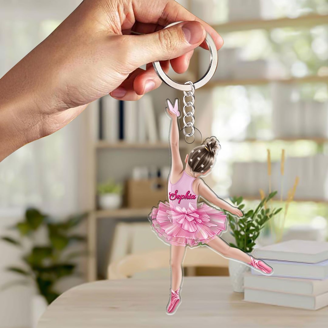 Custom Name Ballerina Keychain, Ballet Girl Baby Keychain, Dance Gifts ...