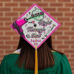 Personalized Cosmetology Cap Topper, Glitter Graduation Cap for Makeup ...