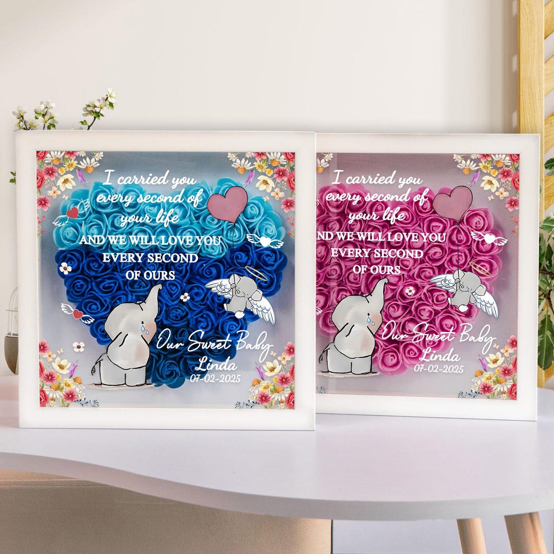 Personalized Baby Loss Memorial Flower Shadow Box, Miscarriage Memory ...