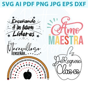 Teacher Svg Bundle Spanish Design, Ai, Pdf, Png, Jpg, Eps, Dxf. Files ...