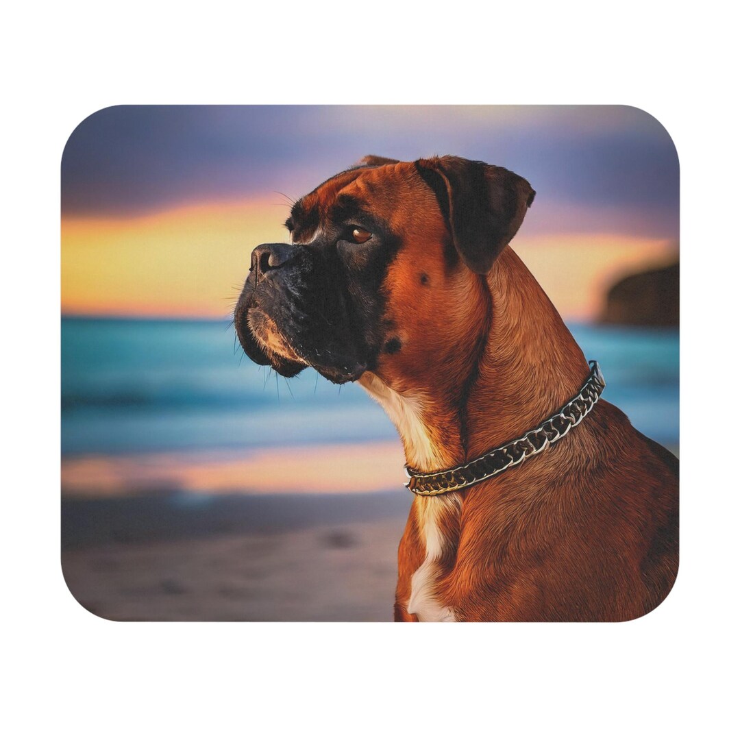 Boxer Mouse Pad Beach, Rectangle Desk Mat for Animal Lovers, Dog Print ...