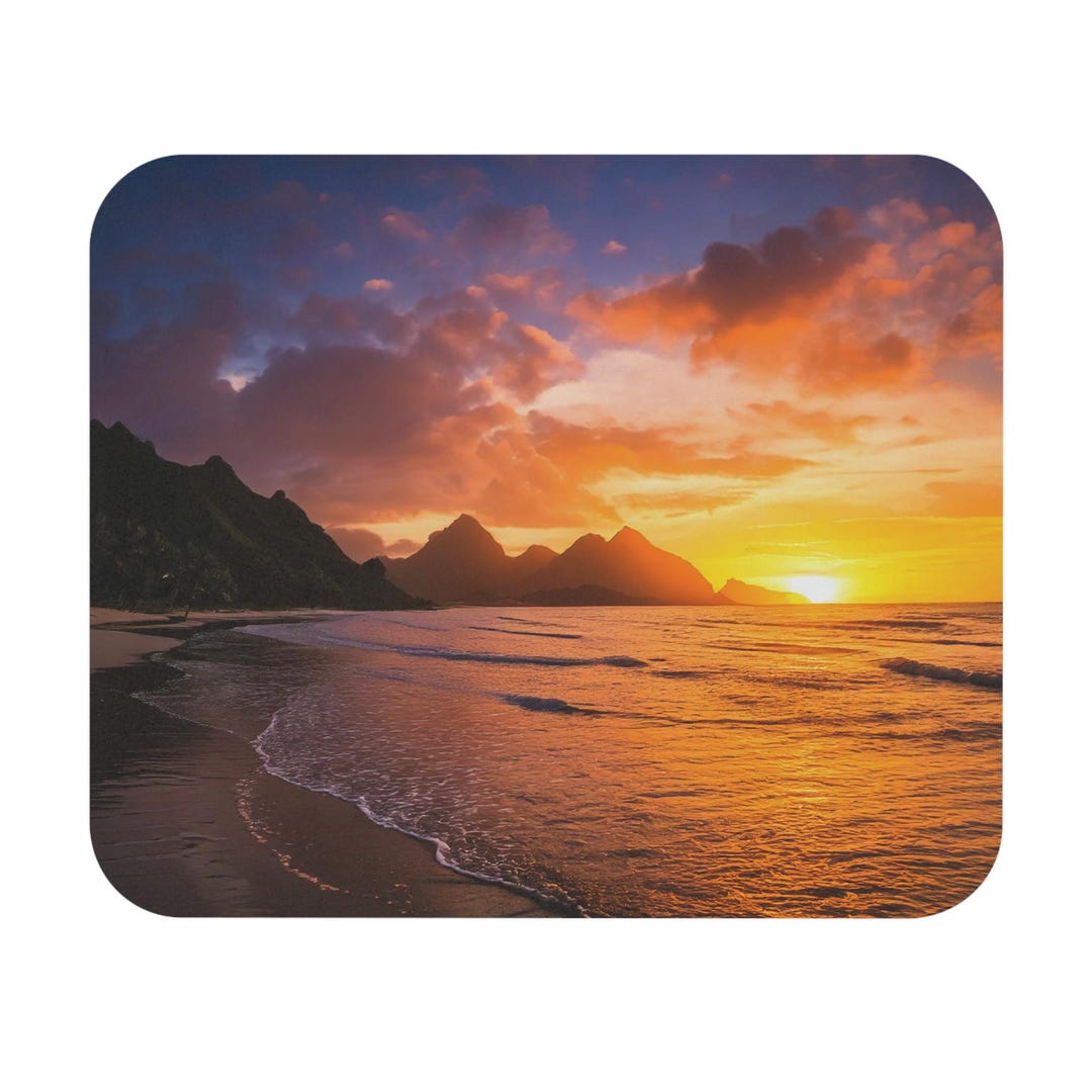 Tropical Sunset Mouse Pad, Beach Scene Mouse Pad, Mountain Mouse Pad ...