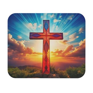 Religious Cross Mouse Pad, Christian Gift, Faith Desk Decor, Rectangle ...