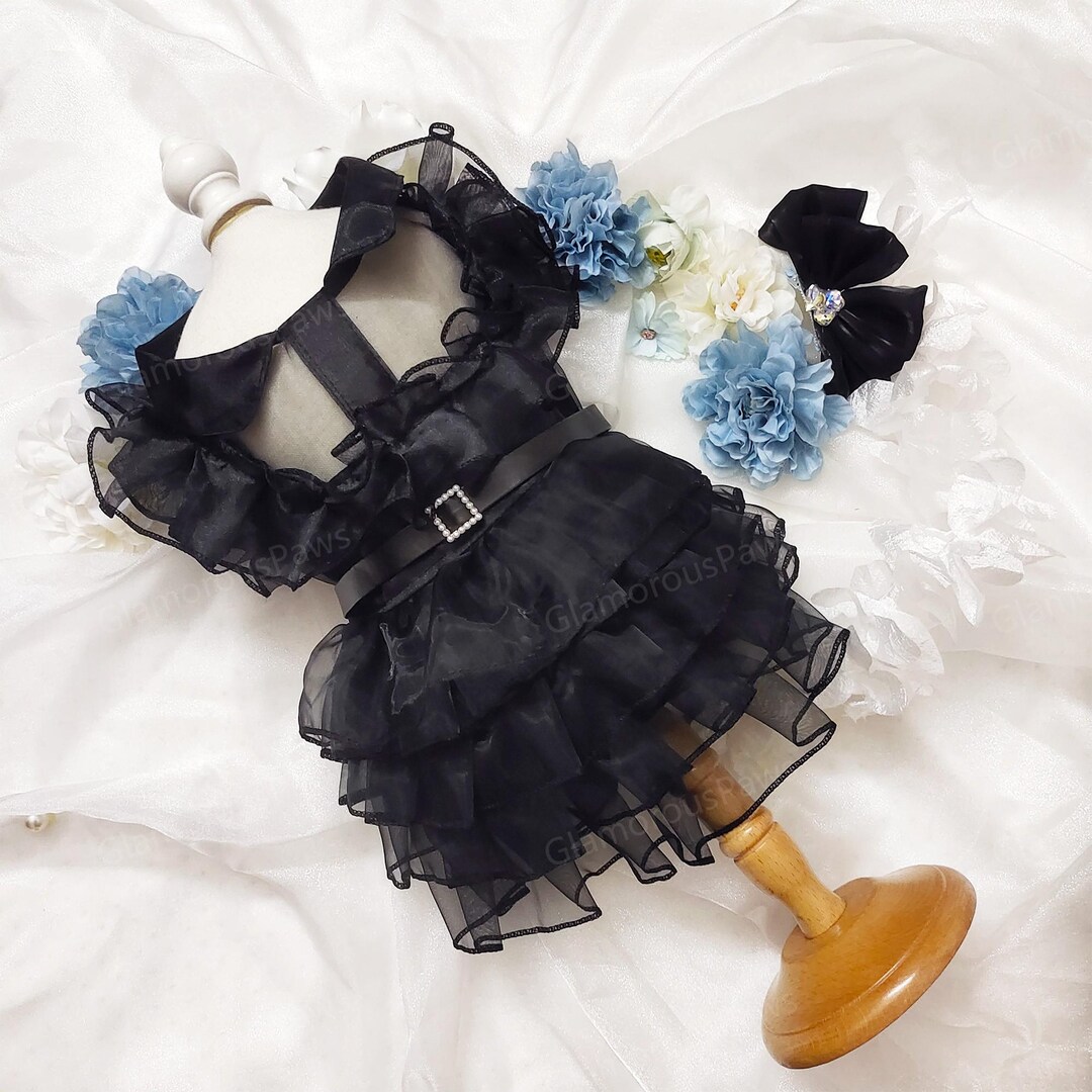 Black Dog Dress Inspired From Wednesday Addams, Pet Halloween Costume ...