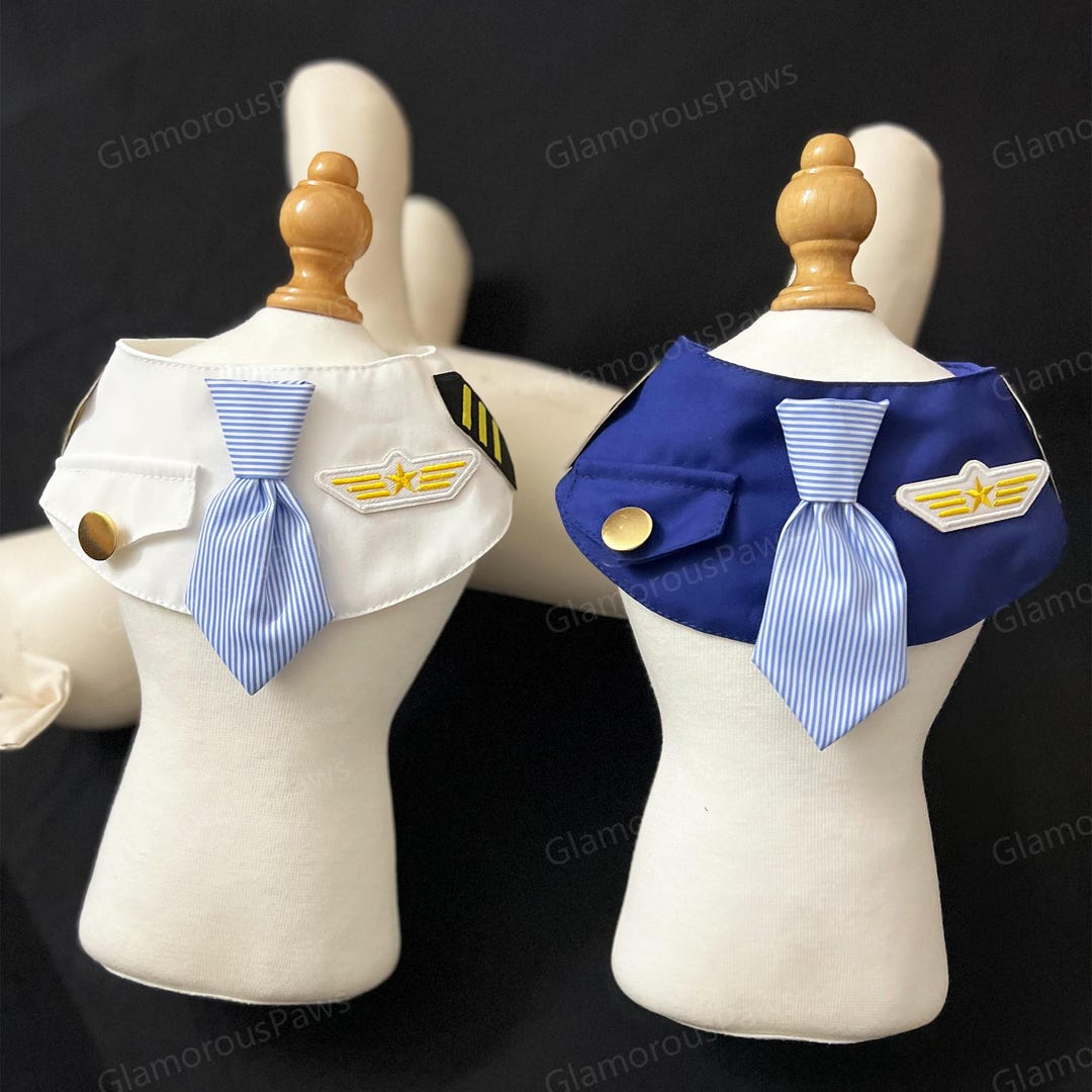 Dog Blue Pilot Bandana Bib, Dog Pilot Costume Pet Halloween Outfit ...