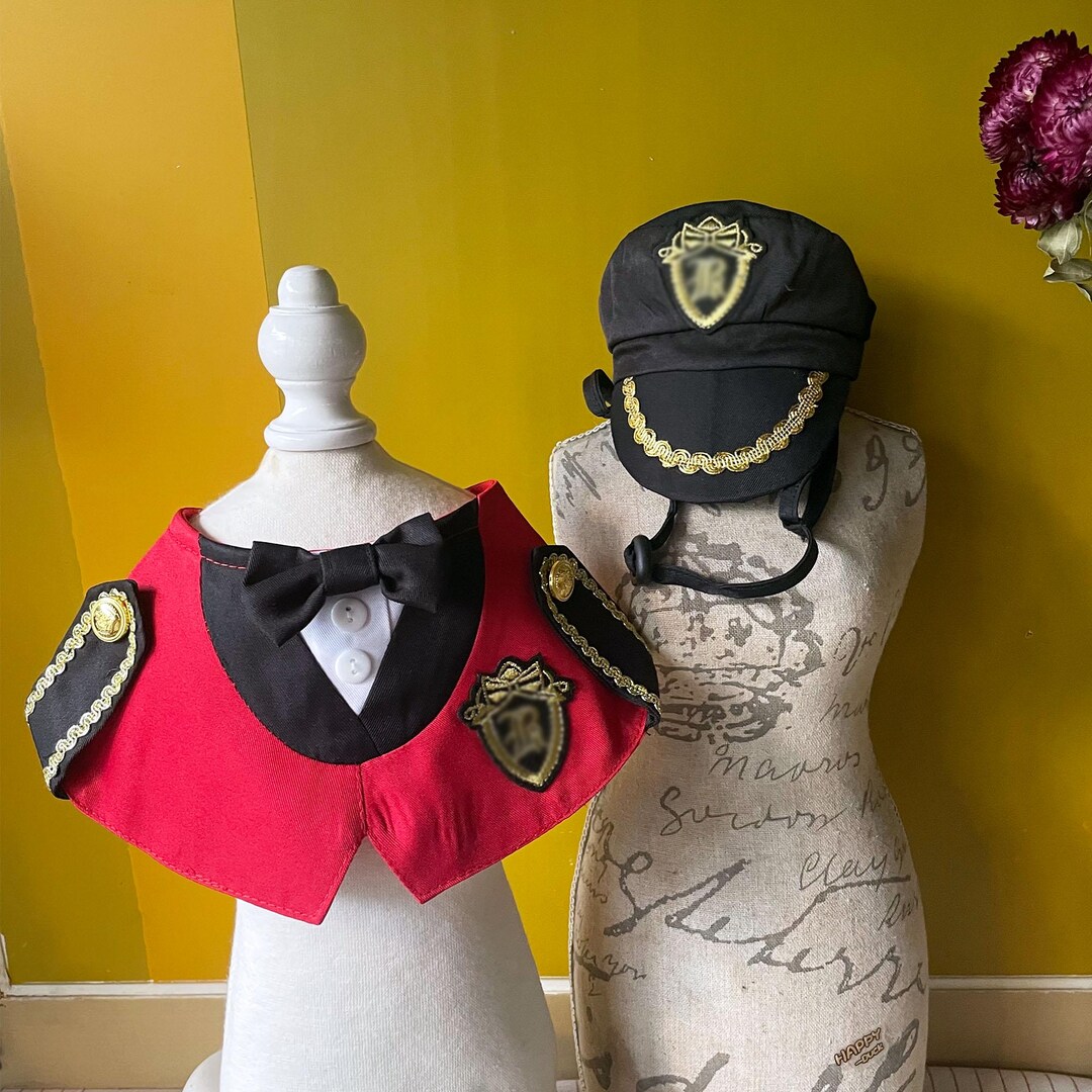 Dog Red Captain Bandana Bib, Dog Captain Costume Pet Halloween Outfit ...