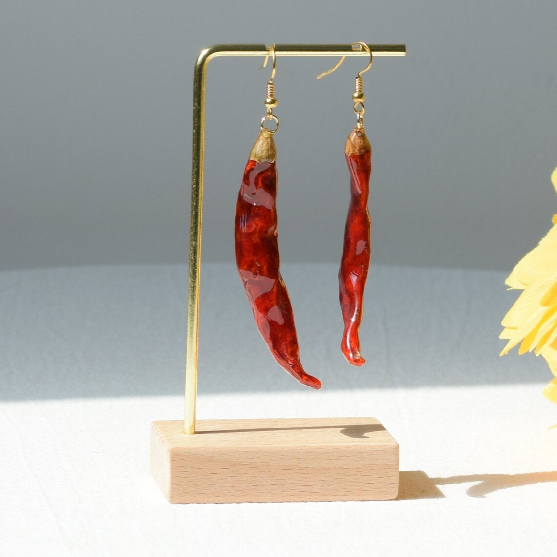 Handmade Chilli Real Pressed Pepper Earrings, Dried Chilli Resin ...