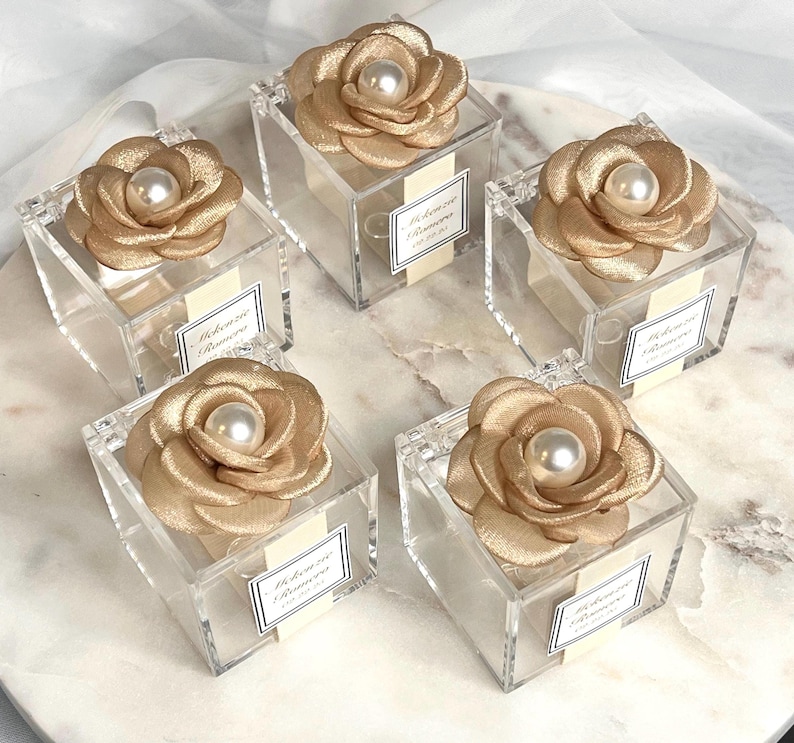 Bridal Shower Pearl and Prosecco Favor Boxes|set of 5 |engagement Favor ...