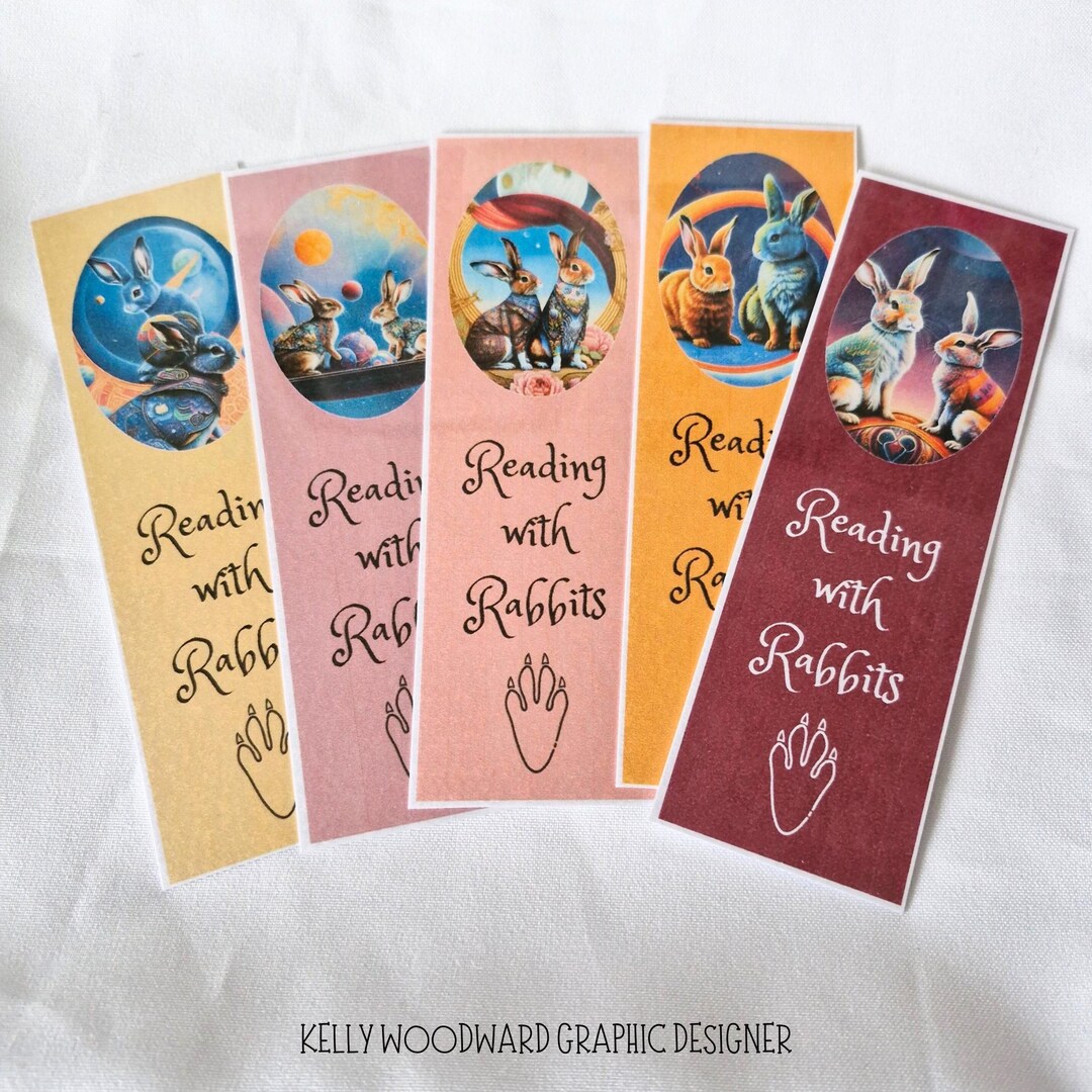 Reading With Rabbits Printable Bookmark Set, Rabbit Lover Bookmarks - Etsy