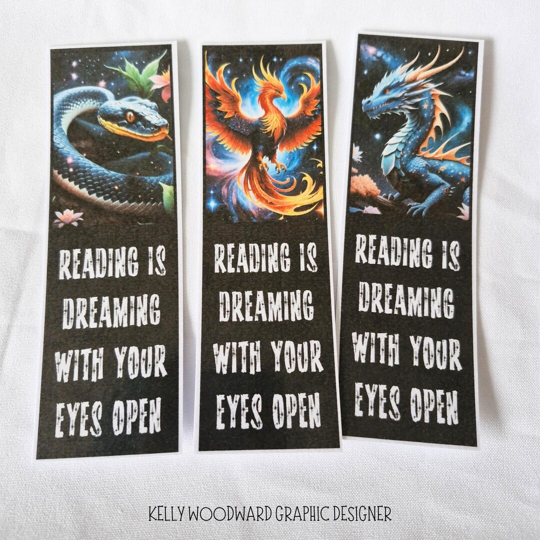 Mythical Creatures Bookmark Set: Galaxy Phoenix, Dragon, Snake - Etsy