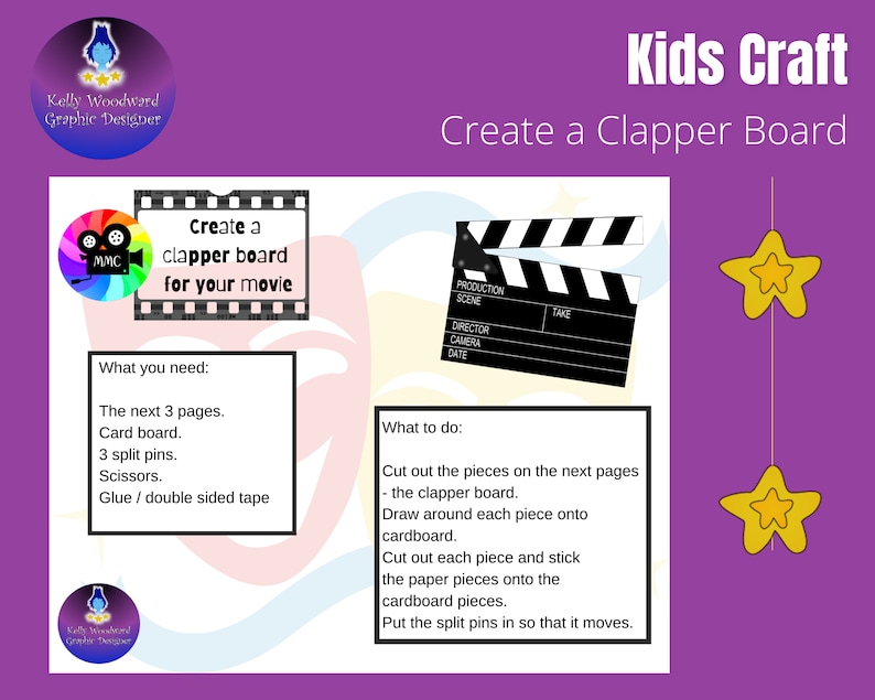 DIY Movie Clapper Board Craft: Printable Kids Activity (PDF), Film ...