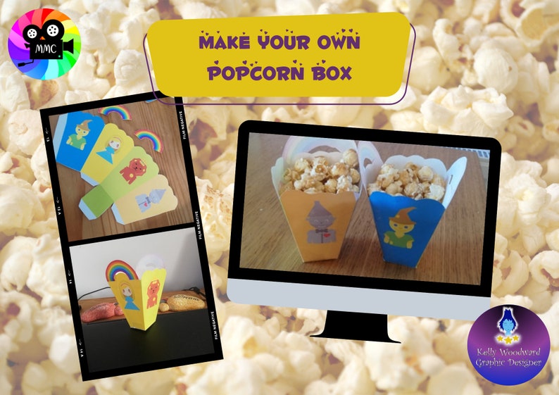Create Your Own Popcorn Box PDF, Popcorn Box Craft, Movie Making for ...