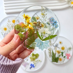 Wildflowers Flowers Coasters,resin Pressed Dried Flowers Outdoor ...