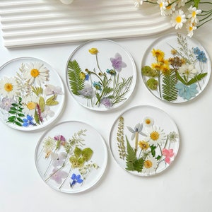Wildflowers Flowers Coasters,resin Pressed Dried Flowers Outdoor ...
