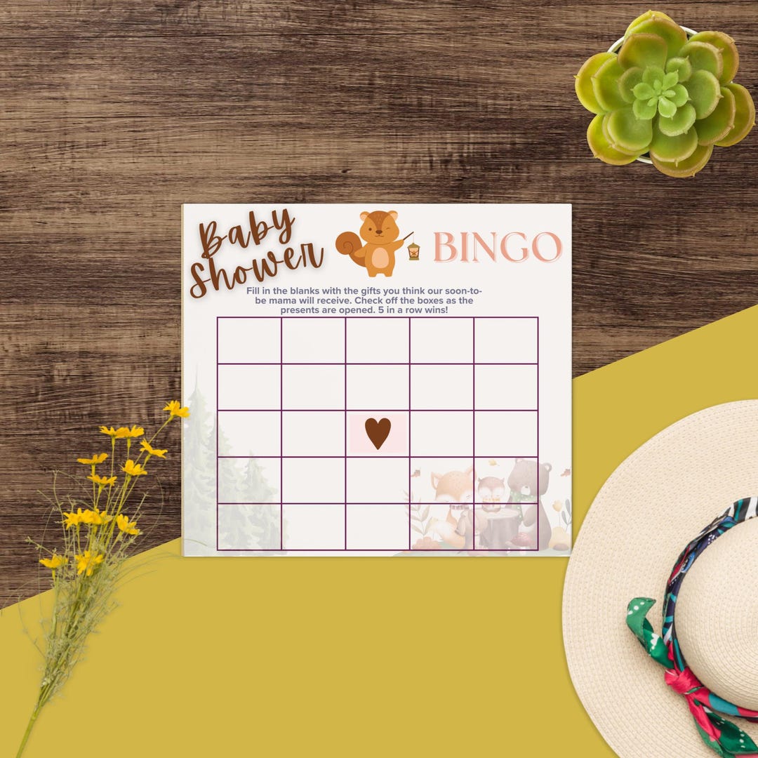 Woodland Animal Baby Shower Bingo Game - Printed Notepad Design - Etsy