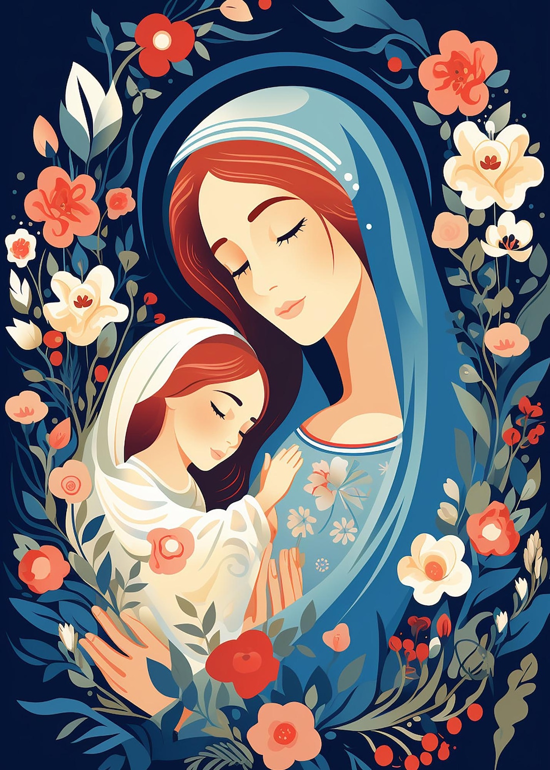 Marian Wall Art Blessed Virgin Mary Catholic Print **PRINTABLE GIFT** 5x7 and 8x10 Sizes ...