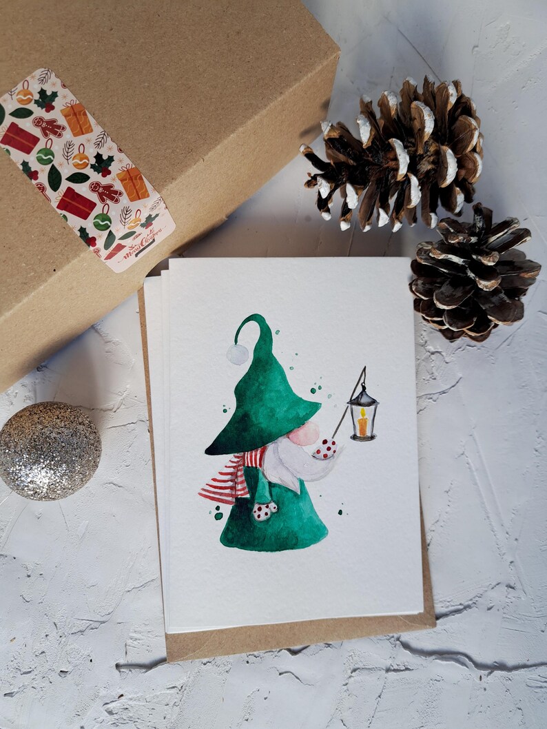 Set of 3 Christmas Cards, Watercolor on Paper, Hand Painted - Etsy