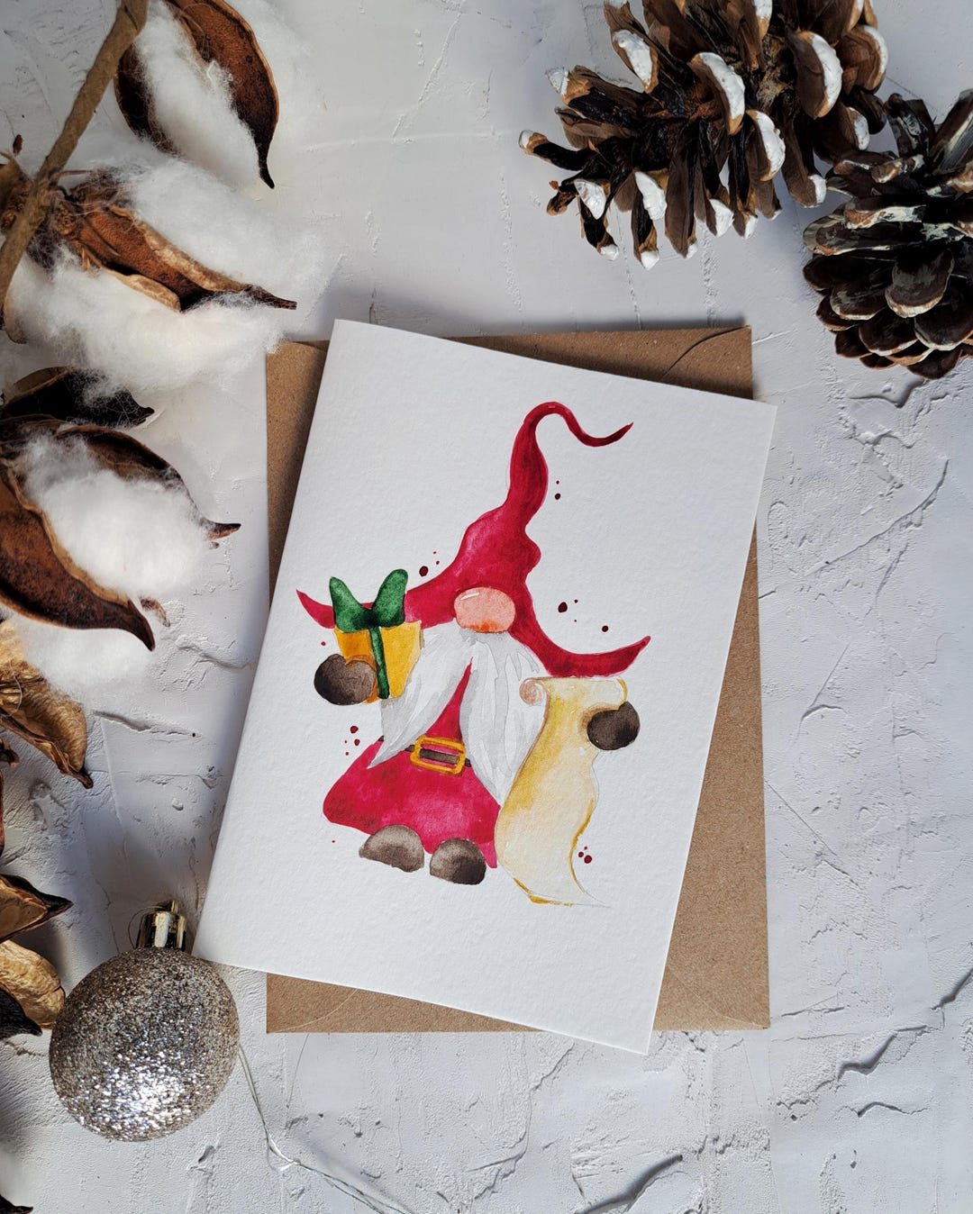 Set of 3 Christmas Cards, Watercolor on Paper, Hand Painted - Etsy