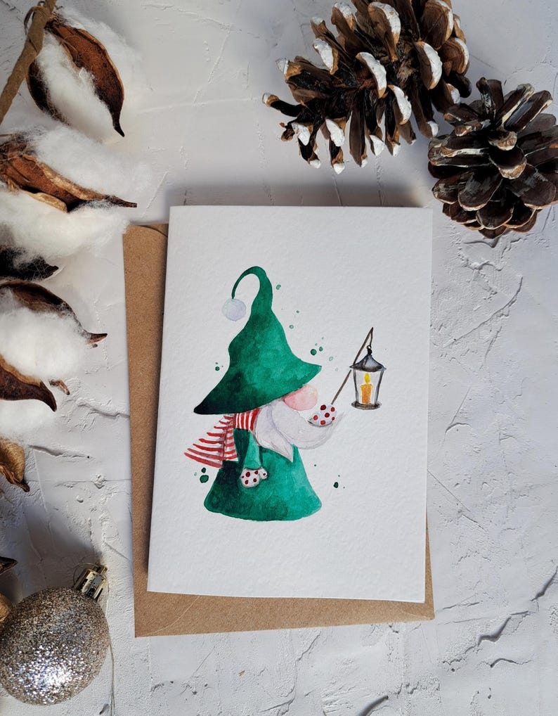 Set of 3 Christmas Cards, Watercolor on Paper, Hand Painted - Etsy