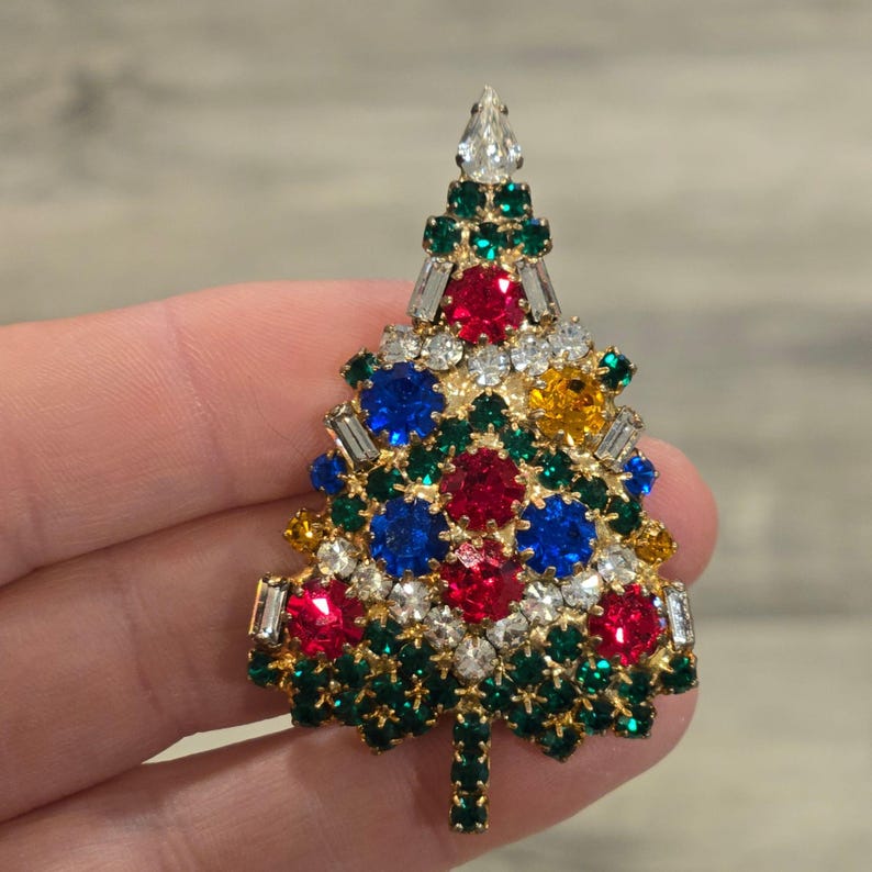Vintage Eisenberg Ice Brilliant Christmas Tree Brooch Pin Collectors ...