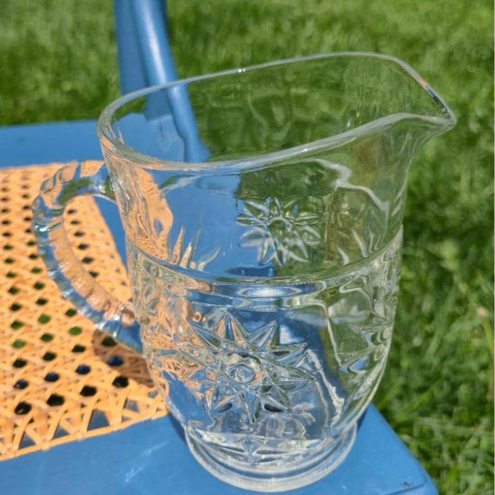 Vintage "star of David" Early American Pressed Glass Small Juice ...