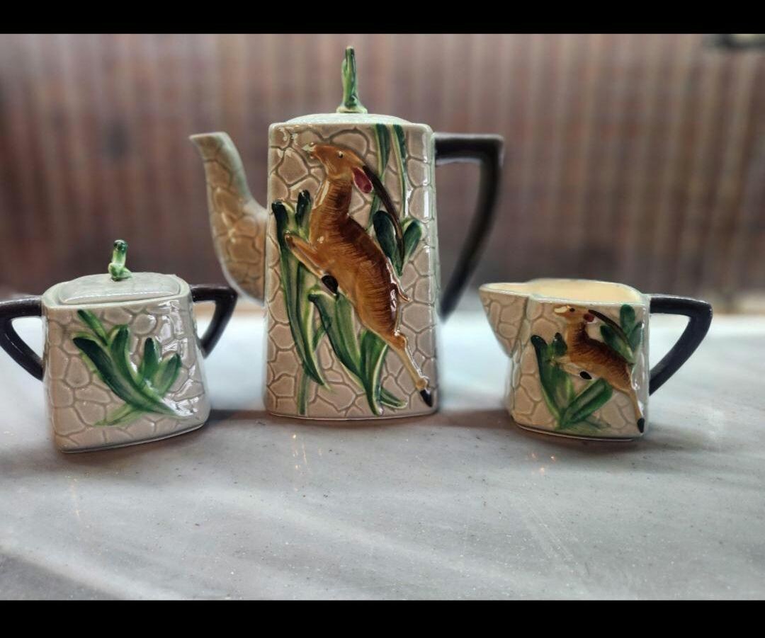 Vintage L. Batlin & Sons Leaping Antelope Tea Set, Creamer and Sugar ...
