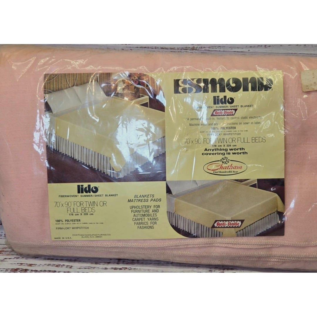 Vintage NEW Esmond Chatham Lido Summer White Sheet Blanket 70x84 Twin ...